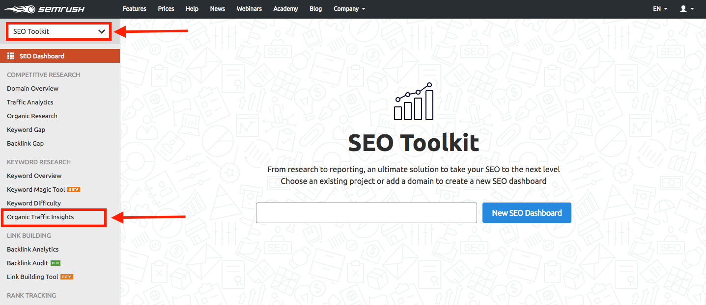 Configuring Organic Traffic Insights manual - SEMrush Toolkits | SEMrush